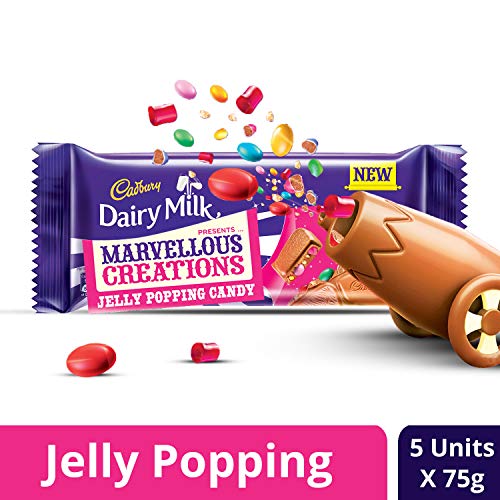 Cadbury Dairy Milk Jelly Popping Candy Chocolate Bar, 75g (Pack of 5 ...