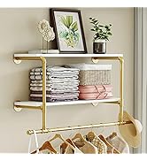 Amazon.com: MAIKAILUN Industrial Pipe Clothes Rack Gold with Wood Shelf ...
