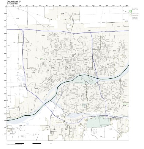 ZIP Code Wall Map of Davenport, IA ZIP Code Map Not Laminated: Amazon ...