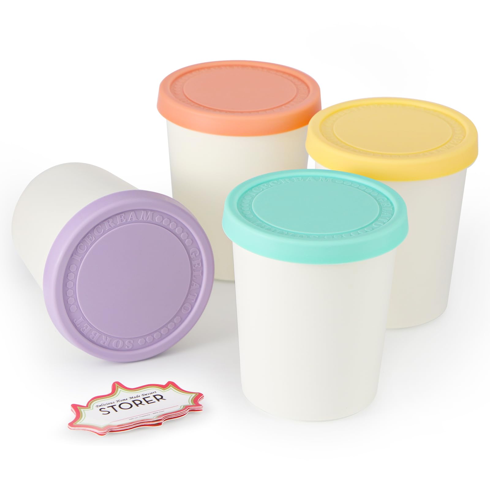 Amazon.com: Ice Cream Containers，Set of 4 Ice Cream Containers for ...