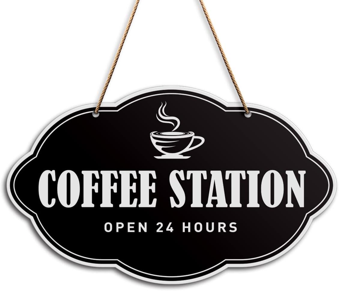 Amazon.com: Coffee Sign Kitchen Wall Decor, Open 24 Hours, Home Sign ...