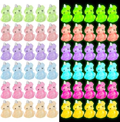 100 Pcs Luminous Mini Resin Tiny Unicorn Glow in The Dark Miniature ...