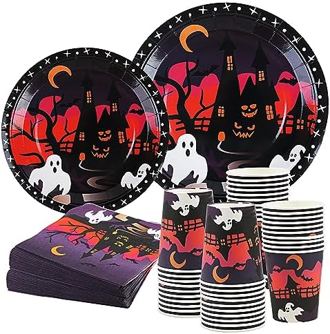 Amazon.com: DIYASY Halloween Plates and Napkins Party Supplies, Paper ...