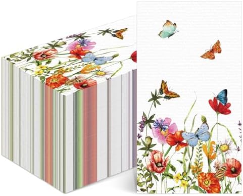 Amazon.com: Chiisong 200 Pcs Spring Floral Disposable Paper Napkins ...