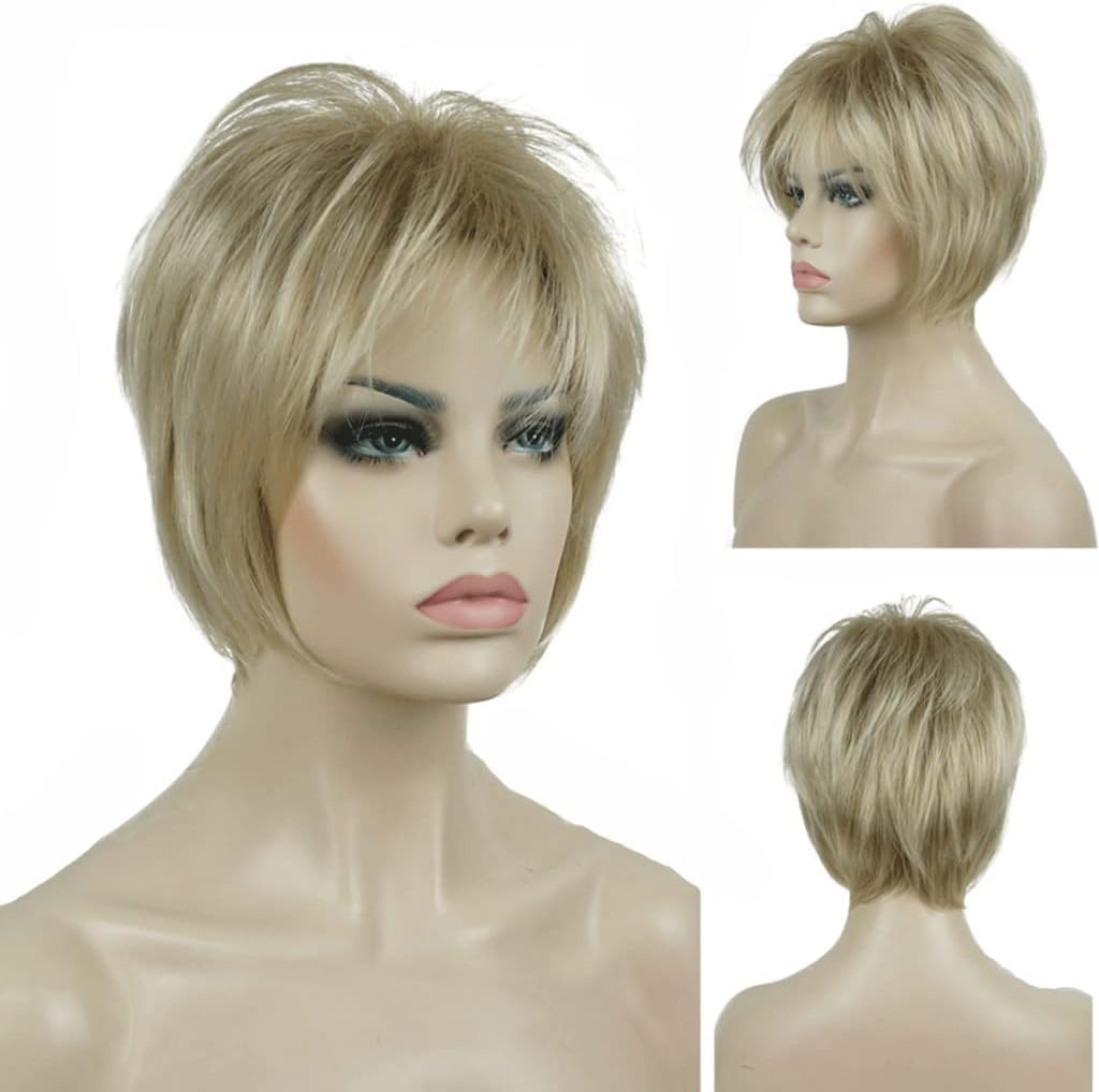 Amazon.com: Full Short Blonde Hair Wigs for Women Short Layered Shaggy ...