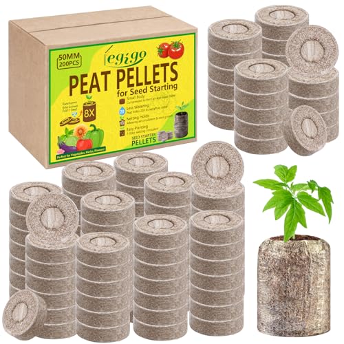 Legigo 200 Pcs 50mm Seed Starter Peat Pellets for Seedlings- Compressed ...