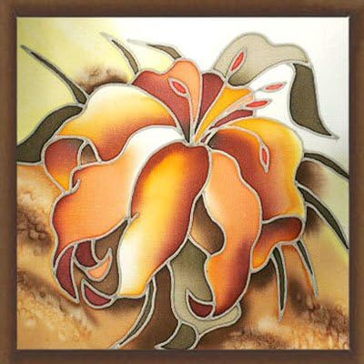 Amazon.com: Flower - Original Painting on Silk (Batik) in Wood Frame 8 ...