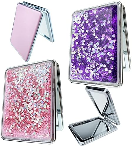 Ownfeel Compact Makeup Mirror for Handbag, Metal Pocket Hand double ...