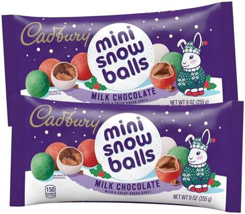 Amazon.com : Sweetzo Christmas Cadbury Snowballs, Sugar Shell Coated ...