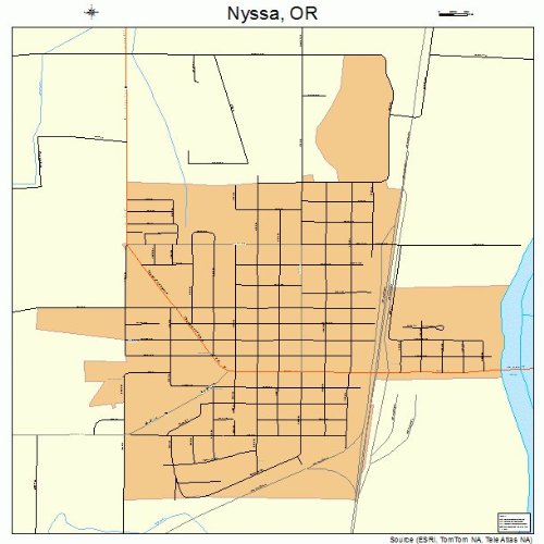 Large Street & Road Map of Nyssa, Oregon OR - Printed poster size wall ...