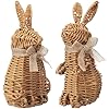 Amazon.com: Wesiti 2 Pack Rattan Bunny Decoration, Easter Natural ...