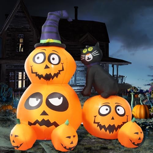Amazon.com: Gardwin 6FT Halloween Pumpkin with Cat Inflatable Outdoor ...