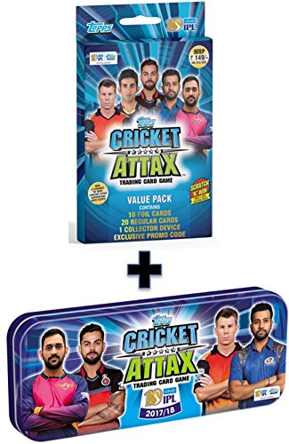 Buy Topps Cricket Attax IPL CA 2017 School Tin Combo Value Pack, Multi ...