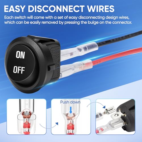 Snapklik.com : XINYIELE 12 Volt Round Rocker Switch,On Off Rocker DC ...