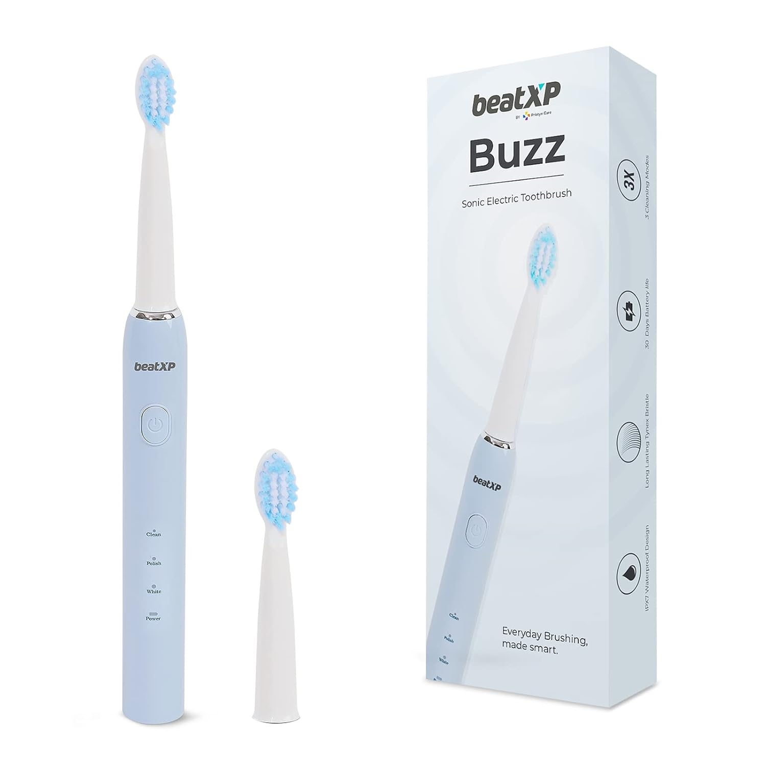 beatXP Buzz Electric Toothbrush for Adults with 2 Brush Heads & 3 ...