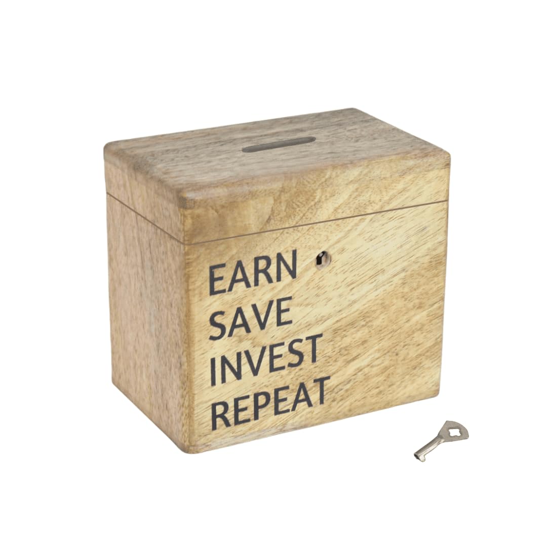 Money Bank for Adults & Kids/Piggy Bank with Lock/Large Size Wooden ...