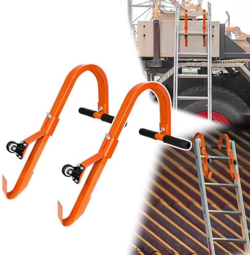 Ladder Roof Hook 2 Pack with Wheel Heavy Duty Steel Ladder Stabilizer ...