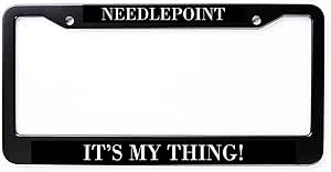 Amazon.com: Needlepoint Metal License Plate Frame Car Auto Tag Holder ...