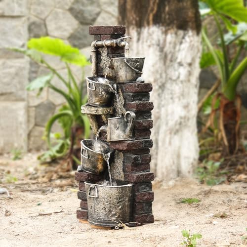 Amazon.com: YZM 38.58" H Lighthouse Floor Waterfall Fountain with LED ...