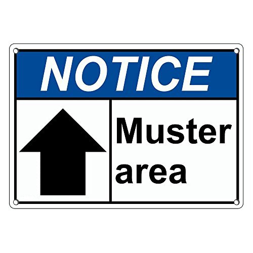 Weatherproof Plastic Notice Muster Area [ Up Arrow ] Sign with English ...