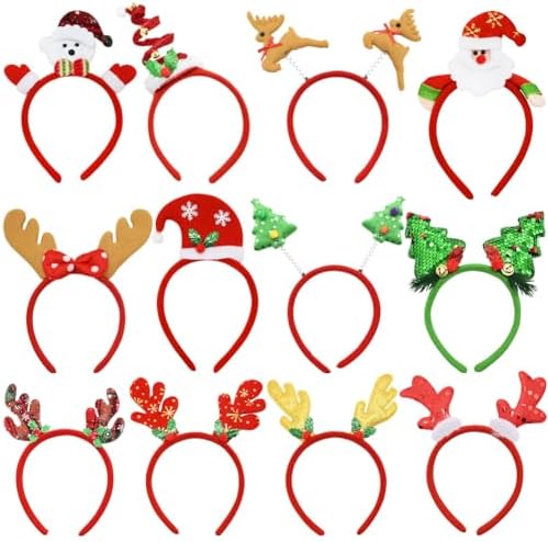 Amazon.com: 12 Pack Christmas Headbands, Fancy Elf Reindeer Antlers ...