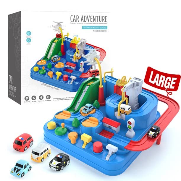 BLiSS HUES™ Car Adventure Toy | 4 Race Car Track Set | Large Car Rescue ...