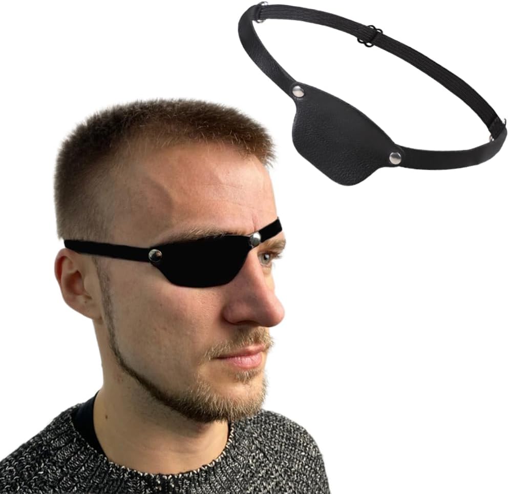 Amazon.com: HKSICHENGKEJI Pirate Eye Patch Black Leather Eye Patch for ...