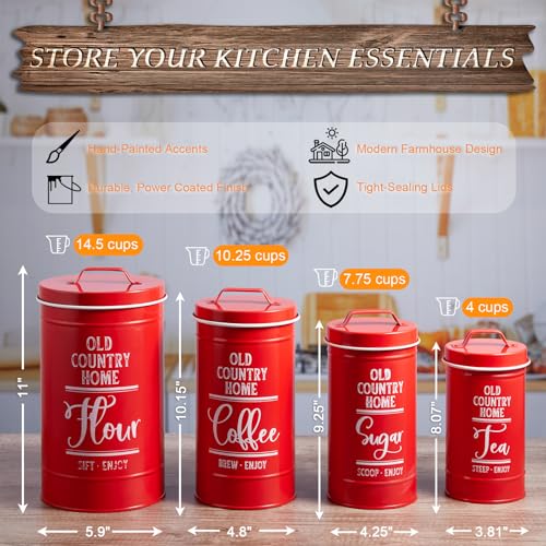 Snapklik.com : Red Canisters For Kitchen Counter, Airtight Kitchen ...
