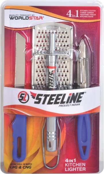 STEELINE 4 in 1 Combo Pack with Gas Lighter for Kitchen Use, Knife ...