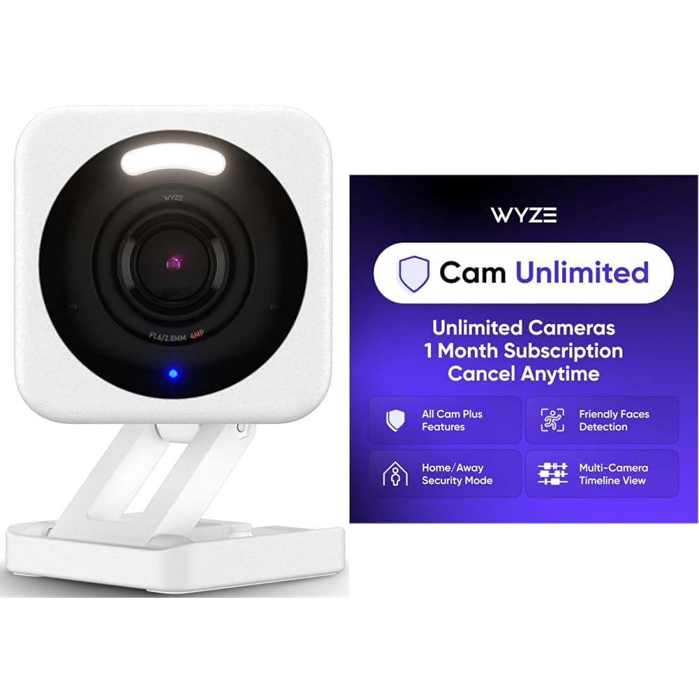Amazon.com : WYZE Cam v4 White 2-Pack Cam Unlimited Monthly, Covers ...