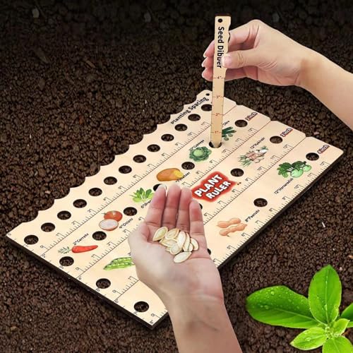 Plant Ruler Wooden Plant Ruler with Seed Dibber Seed Planting Ruler ...