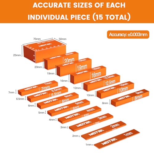 Snapklik.com : Neitra Metric Setup Blocks - 15 PCS Aluminum Height ...