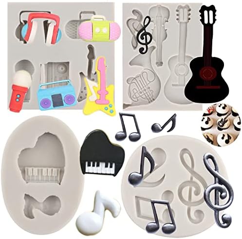 Amazon.com: Sijiangmold Music Note Silicone Mold Instrument Fondant ...