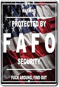 Amazon.com : Warning Protected by FAFO Security V2 American Flag 12 x ...