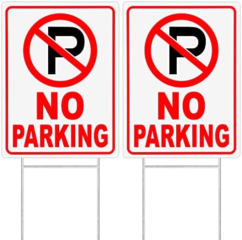 Amazon.com: MUXYH 2 Pack No Parking Sign, 12.6X9.4 inches Corrugated ...