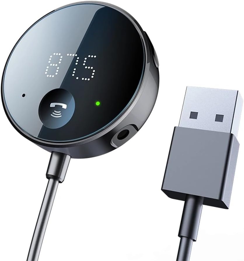 Amazon.com: Bluetooth 5.0 Car Adapter, 2 in 1 Mini Portable 3.5mm ...