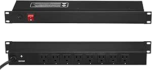 Amazon.com: VEVOR 8 Outlet Horizontal 1U Rack Mount PDU Power Strip for Network Server Racks ...
