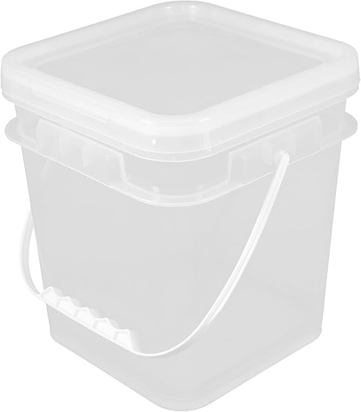 Kichvoe Plastic Bucket with Handle and Lid: 5L Utility Storage Bucket ...