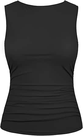 Firpearl Women's High Neck Underwire Tankini Tops Tummy Control Bathing ...