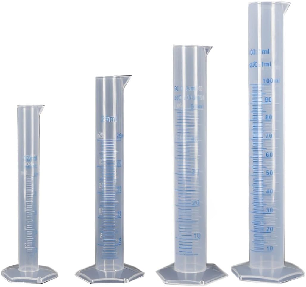 Amazon.co.jp: SATOMO メスシリンダー 4本セット 測定シリンダー 測定 ビーカー 透明 プラスチック製 プラスチック 計量 ...
