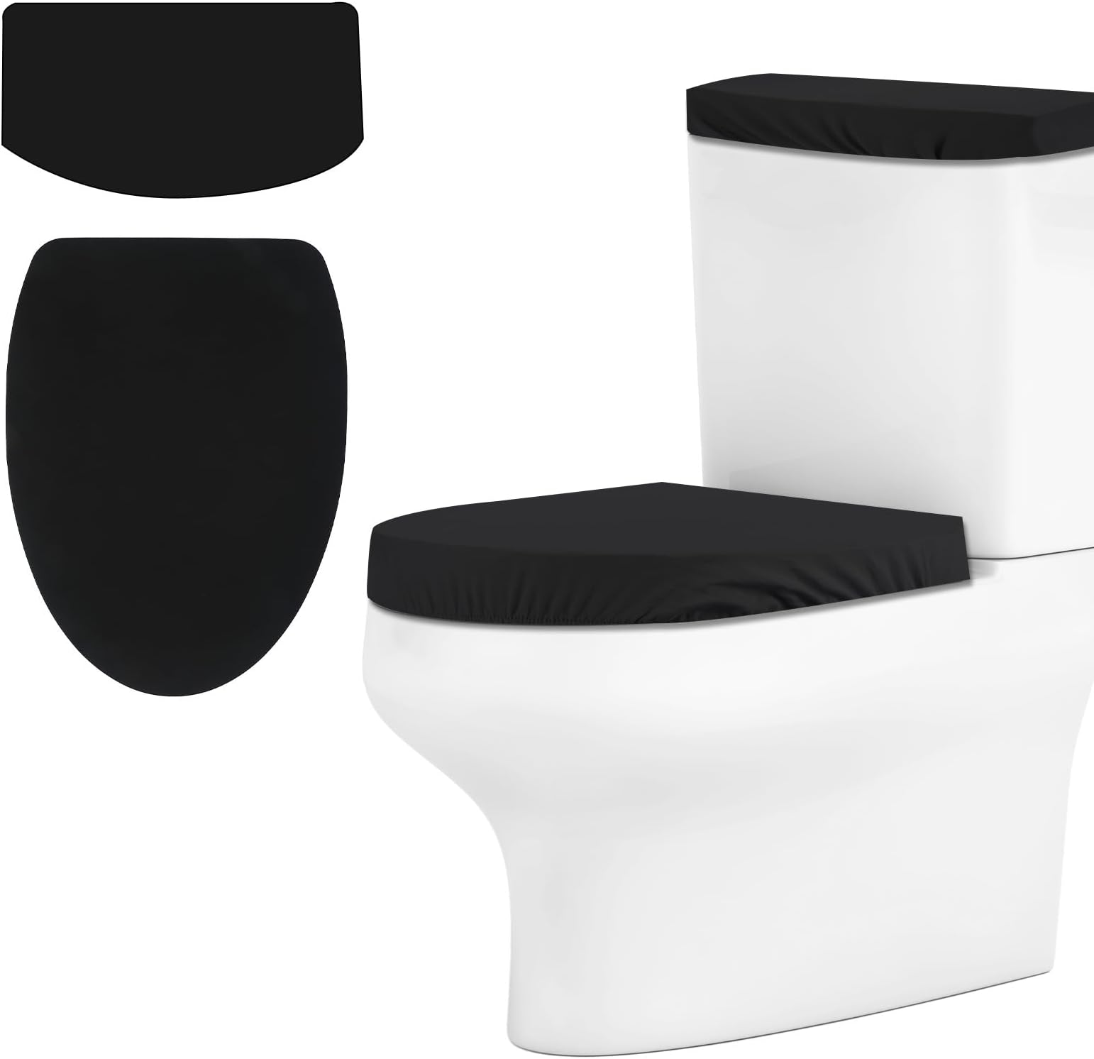 Amazon.com: ZEYIYER Black Toilet Cover Set, Toilet Seat Cover and ...