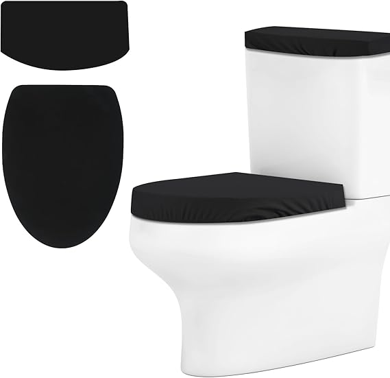 Amazon.com: ZEYIYER Black Toilet Cover Set, Toilet Seat Cover and ...