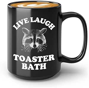 Amazon.com: Racoon Coffee Mug 15oz Black - Toaster Bath - Raccoon ...