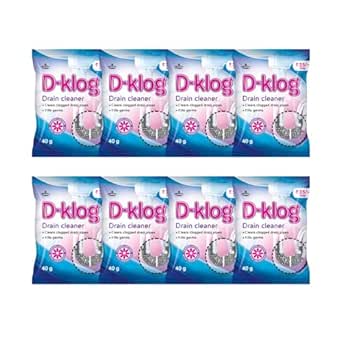 D-Klog Drain Cleaner Powder (40g x 8 Units), Removes Clogs, Blockages ...