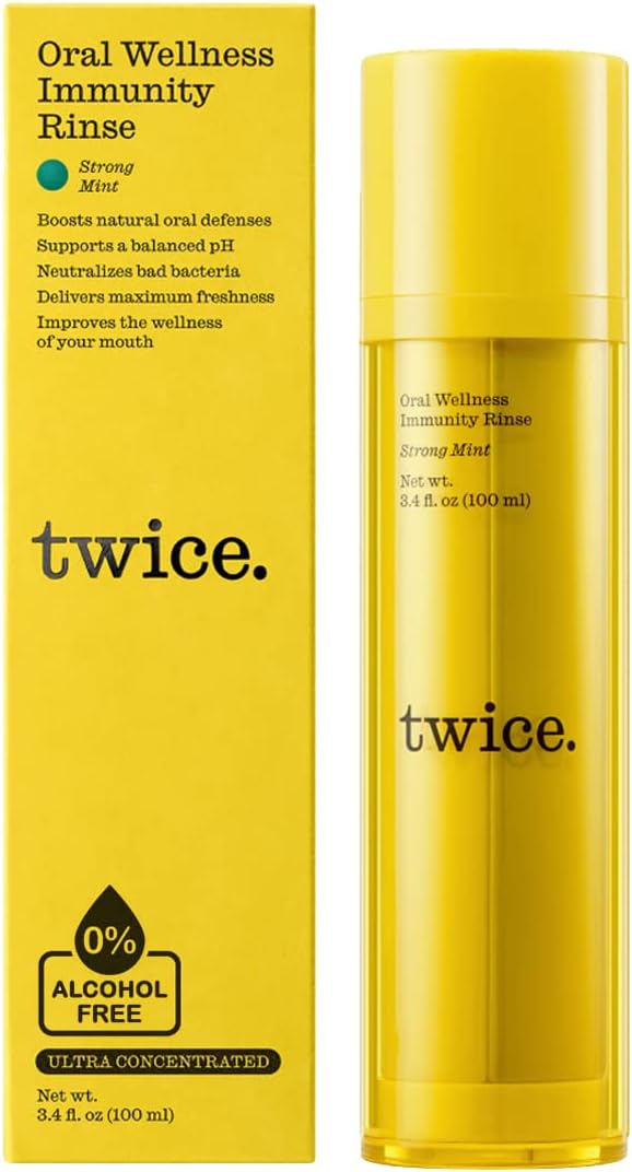 Twice Mouthwash Alcohol Free - Strong Mint - Next Gen, Premium Immunity ...