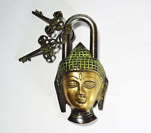 Handmade Beautiful Brass Buddha Pad Lock with Two Keys : Amazon.in ...