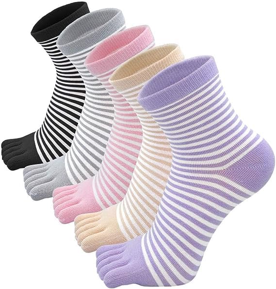 CHACKO 5 Pairs Stripe Toe Socks Five Finger Socks Colorful Socks for Women Girl : Amazon.in ...