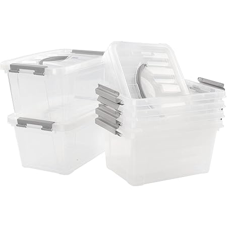 Fosly 6-pack 6 liter Storage Boxes, Clear Storage Boxes Plastic with ...