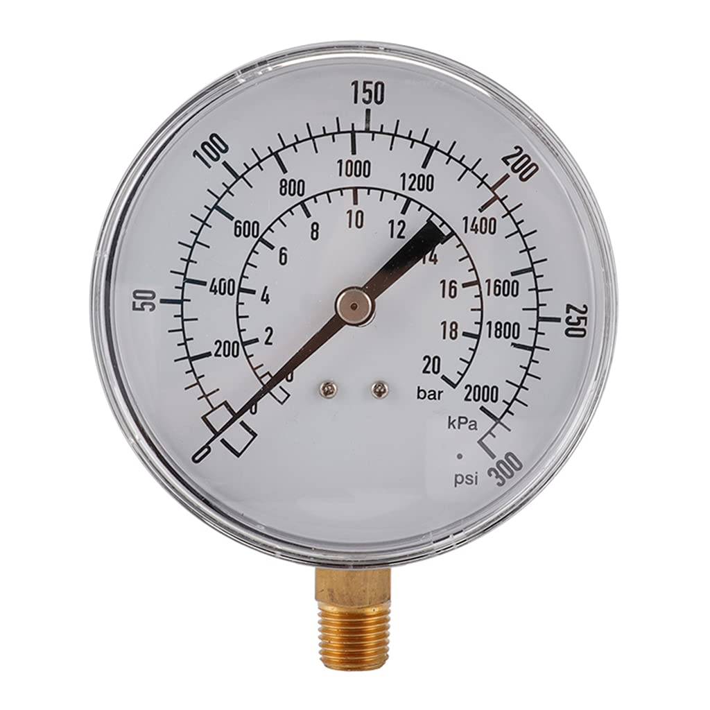 Buy HaoNiu Pressure Gauge,0‑300psi 0‑2000kpa 0‑20bar Vacuum Pressure ...