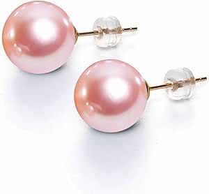 Amazon.com: KUSPOAL Round pink pearl earrings, circle carefully ...